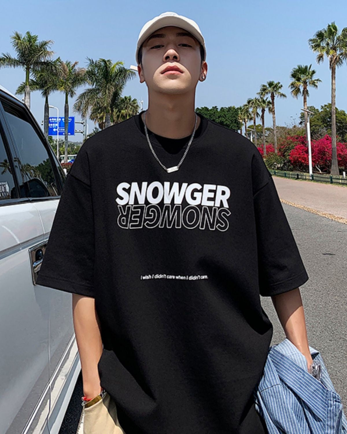 Snowger oversized Men's Cotton T-shirt – Clori